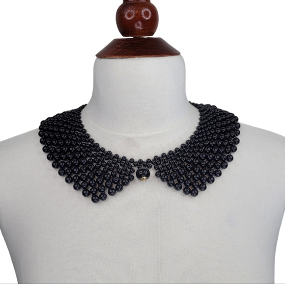 Jewelry | Vintage Collar Black Bead Point Spread Puritan 11 Row ...